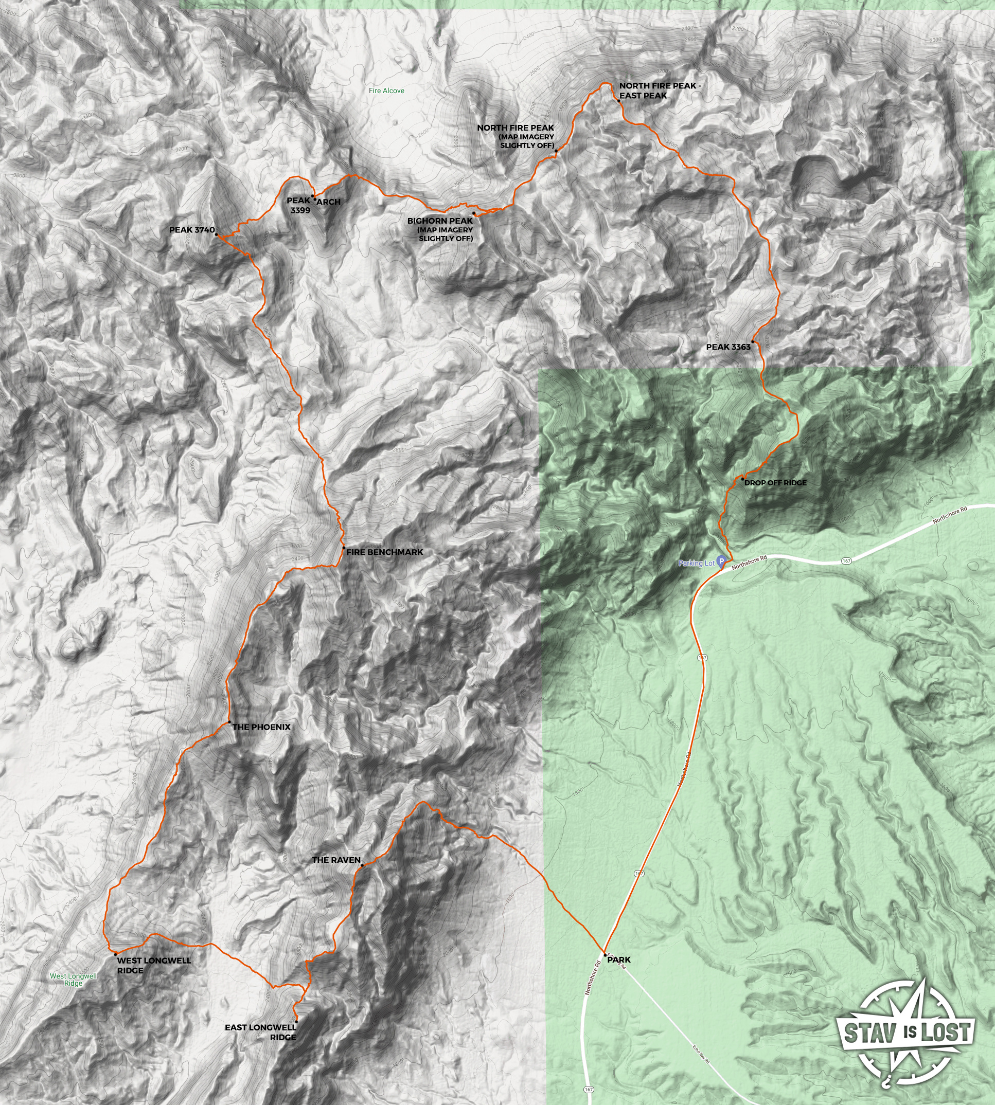 Map of Fire Range Traverse (The Ring of Fires) - Stav is Lost