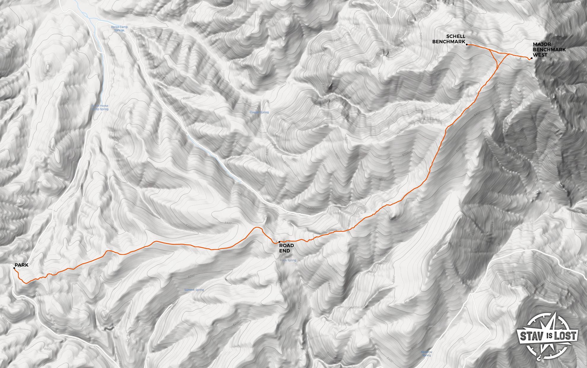 Hiking Map for Major Benchmark West