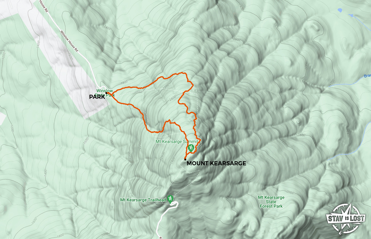 Map of Mount Kearsarge Loop - Stav is Lost