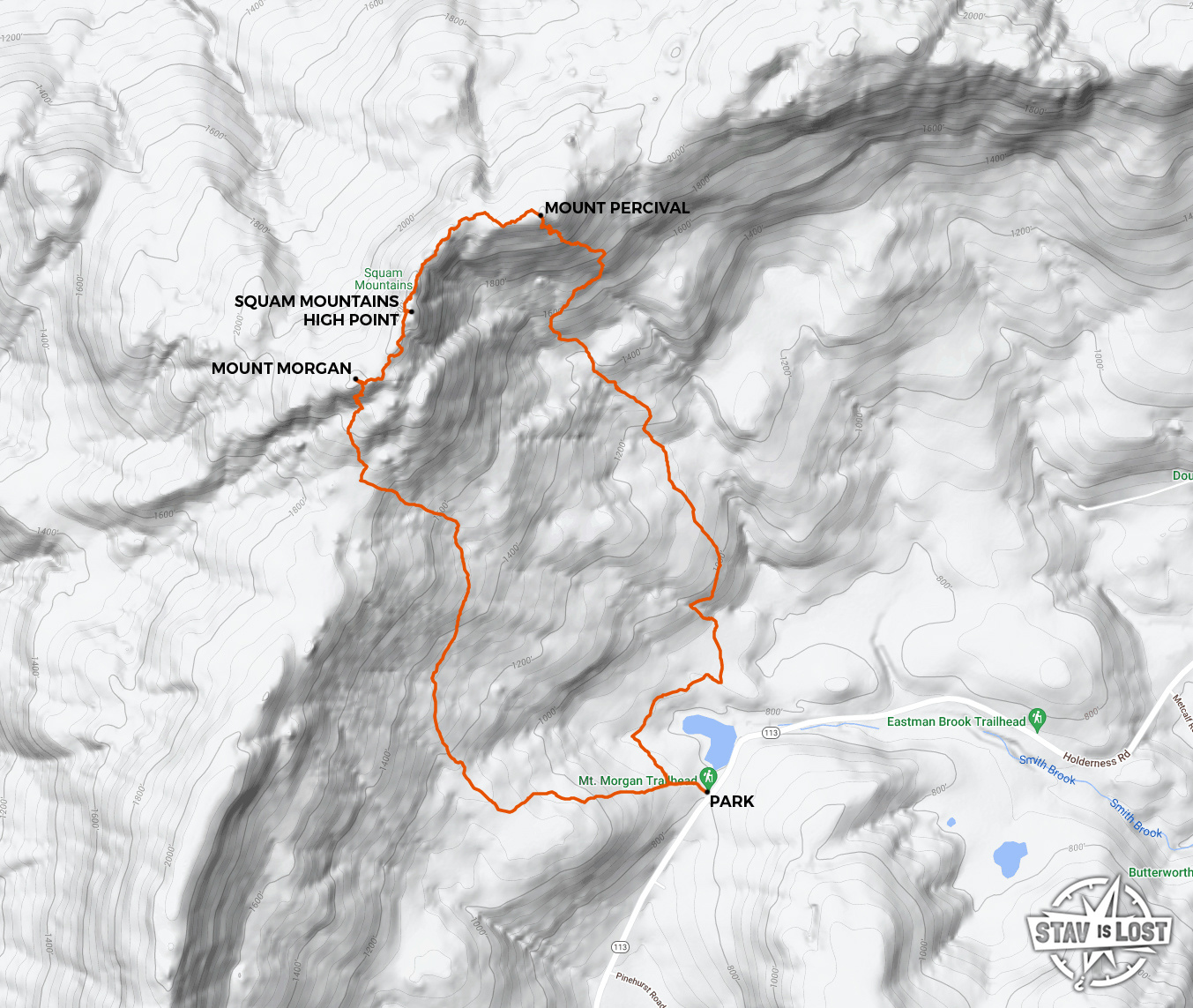 Map of Mount Percival and Mount Morgan Loop - Stav is Lost