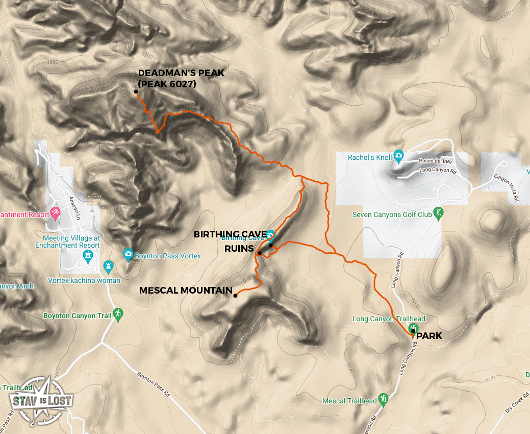 Map of Mescal Mountain and Deadman’s Peak (Peak 6027) - Stav is Lost