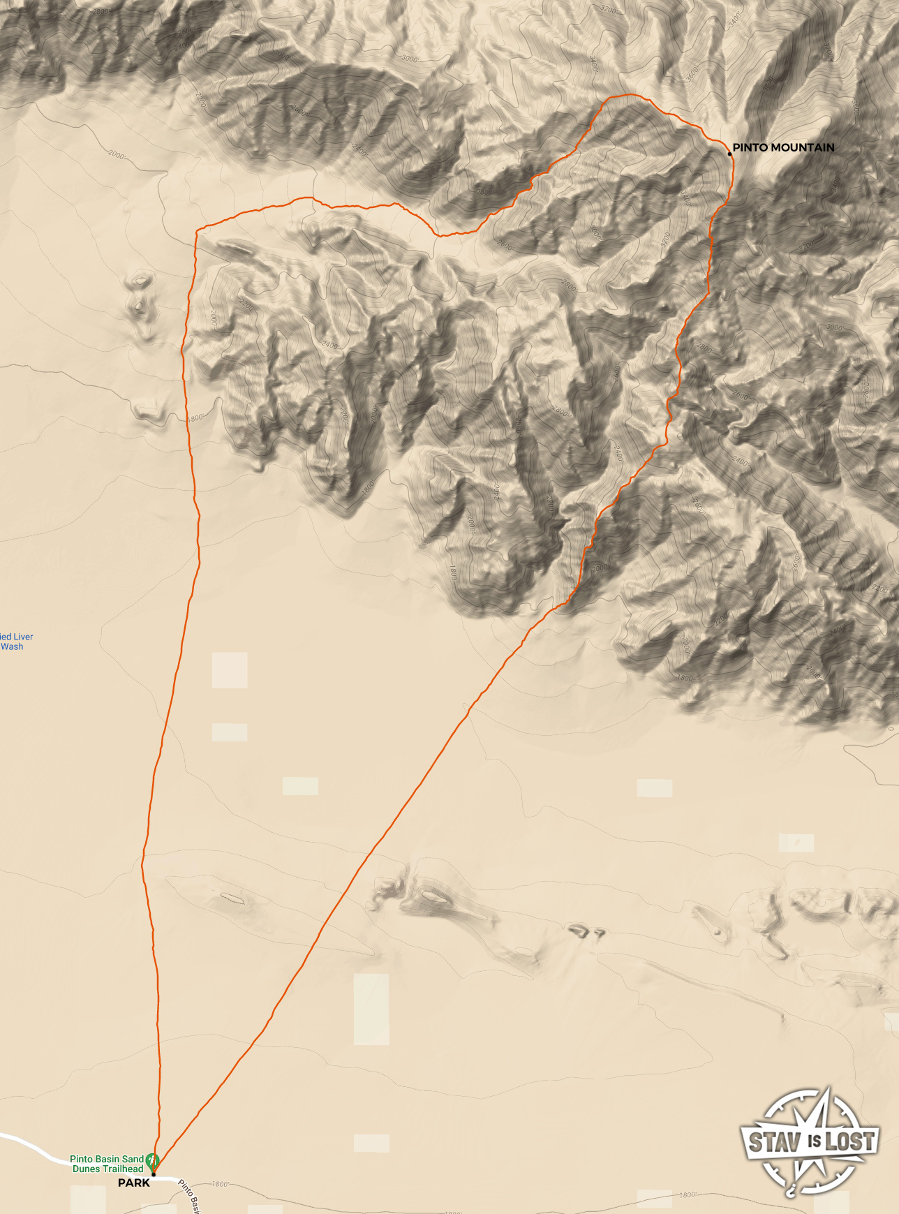 Map of Pinto Mountain - Stav is Lost
