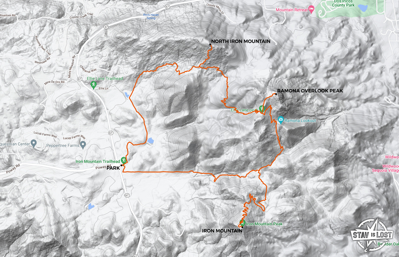 Map of Iron Mountain Loop - Stav is Lost