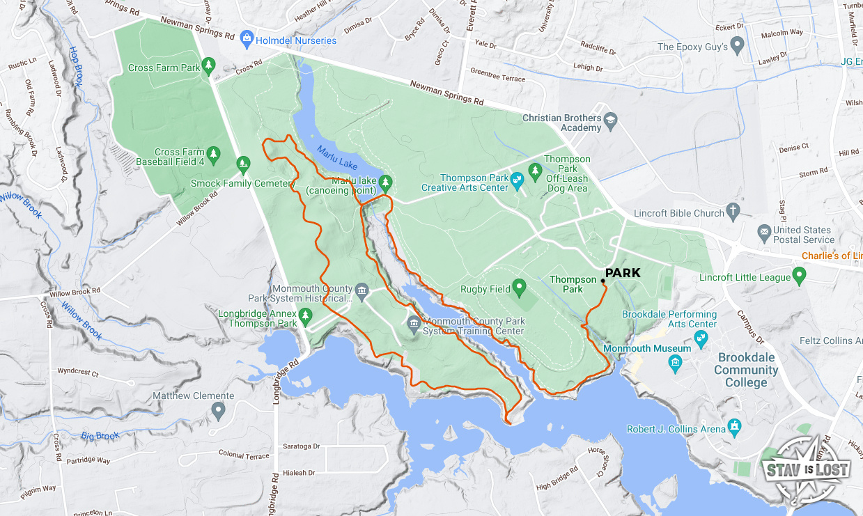 Hiking Map for Thompson Park Reservoir Loop