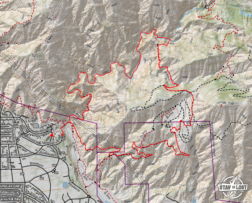 Map of Eaton Canyon - Stav is Lost